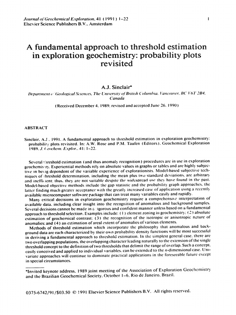 24 - (Sinclair 1991) Approach To Threshold Estimation Prob Plot | PDF