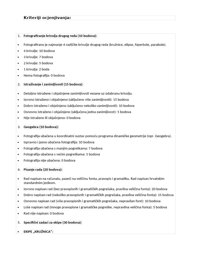 Rubrike Krivulje Drugog Reda | PDF