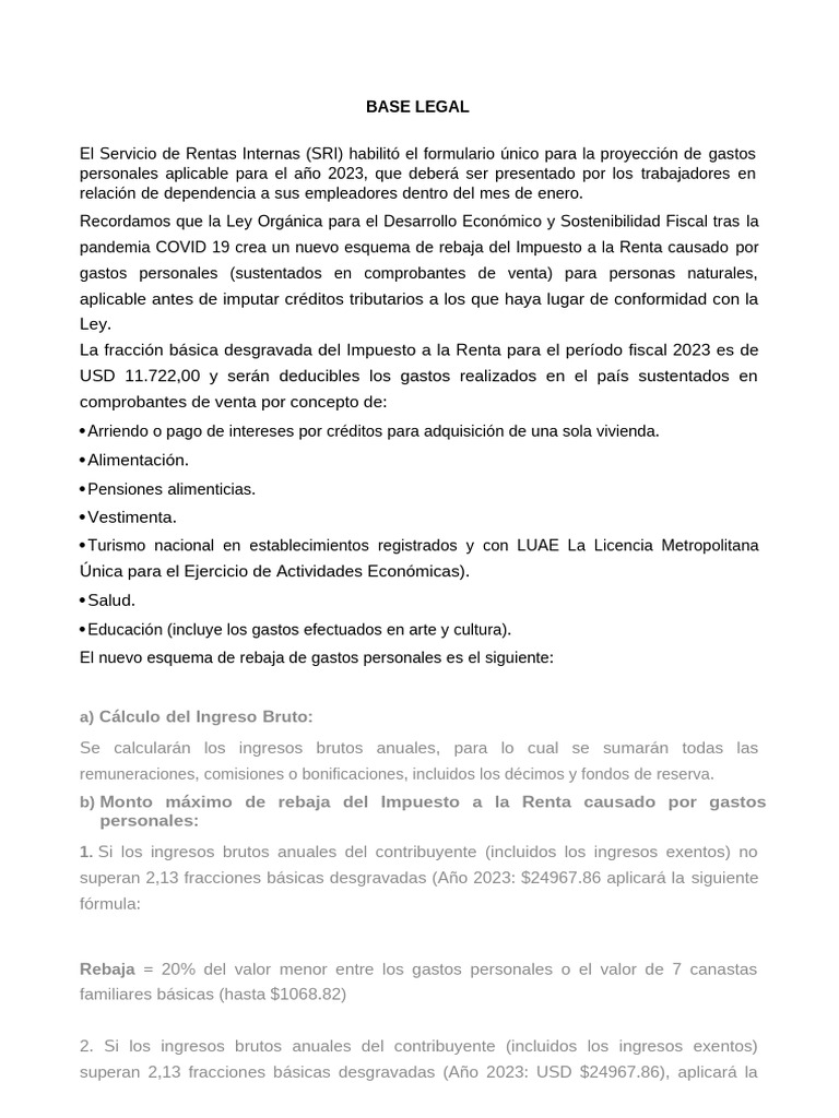 Base Legal Conceptos Del Formulario gp0407011001673361638 | PDF