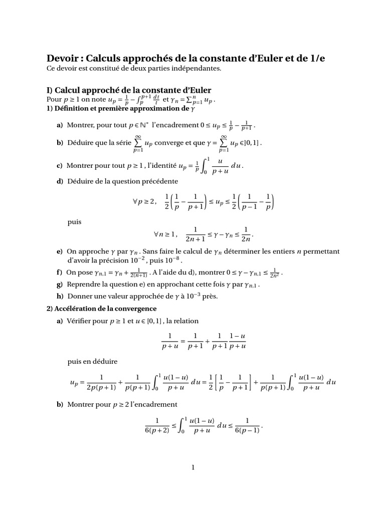 Calcul Approchee de Constante Euler | PDF