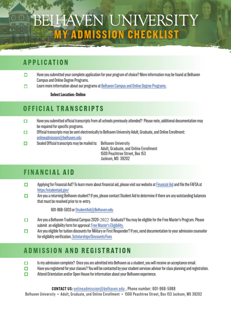 My Admission Checklist 2023 Updated | PDF