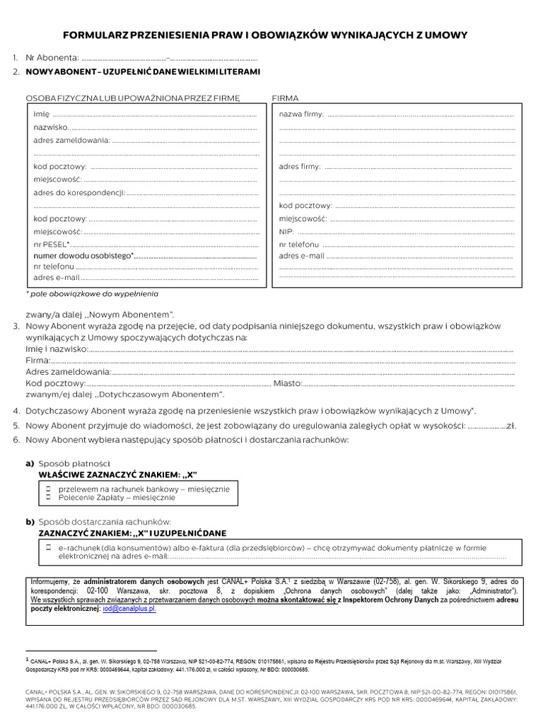 Formularz Cesji Umowy DTH 20210518 102021-1 | PDF