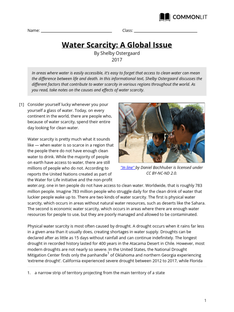 Water Scarcity A Global Issue-Student | PDF