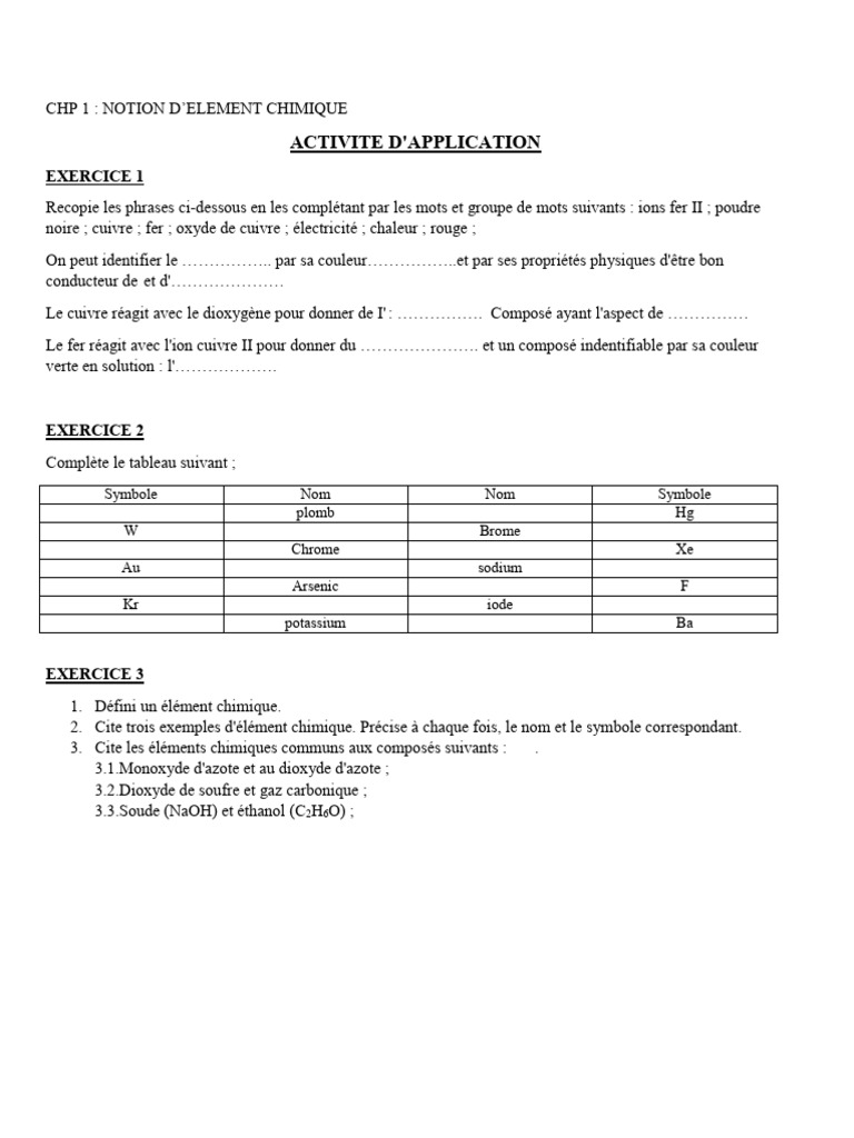 Exercices de PC 2dec | PDF