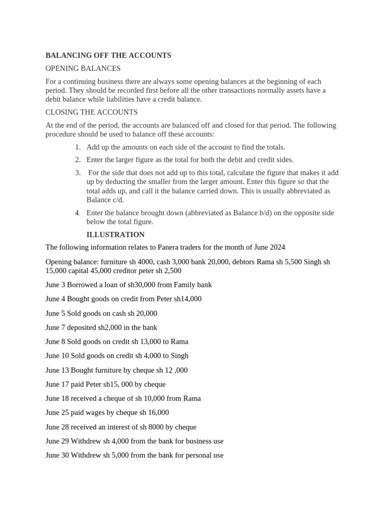 Opening Balances | PDF