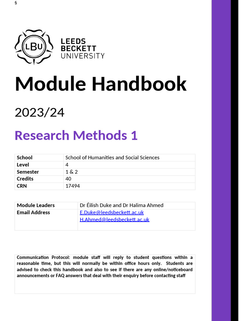 RM1 - 2023 - 24 Module Handbook (4) 2 | PDF