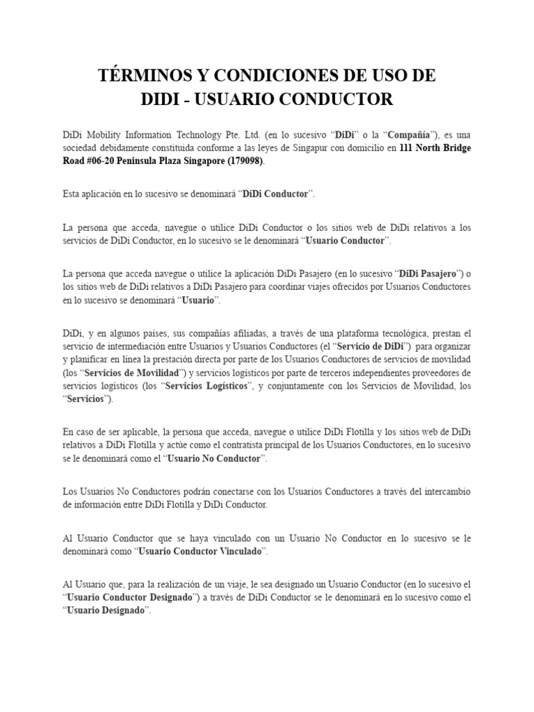 2024 Do Terminos y Condiciones de Uso Usuario Conductor | PDF
