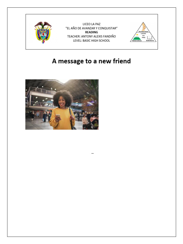 A Message To A New Friend | PDF