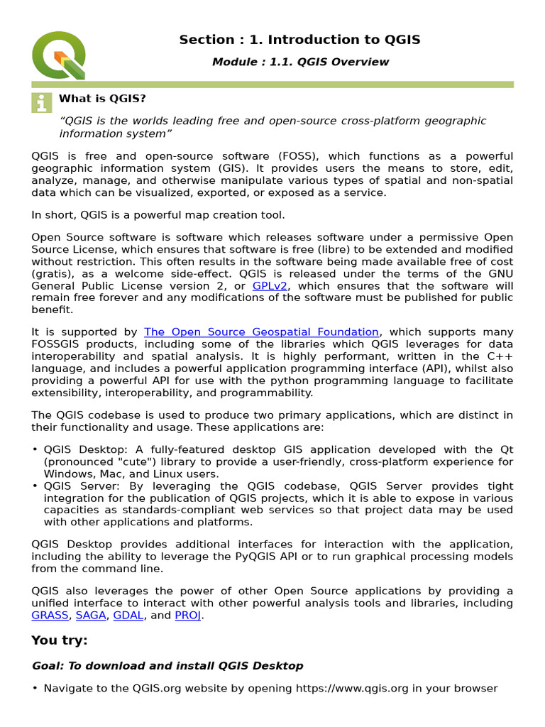 1.1. Introduction To QGIS-QGIS Overview | PDF