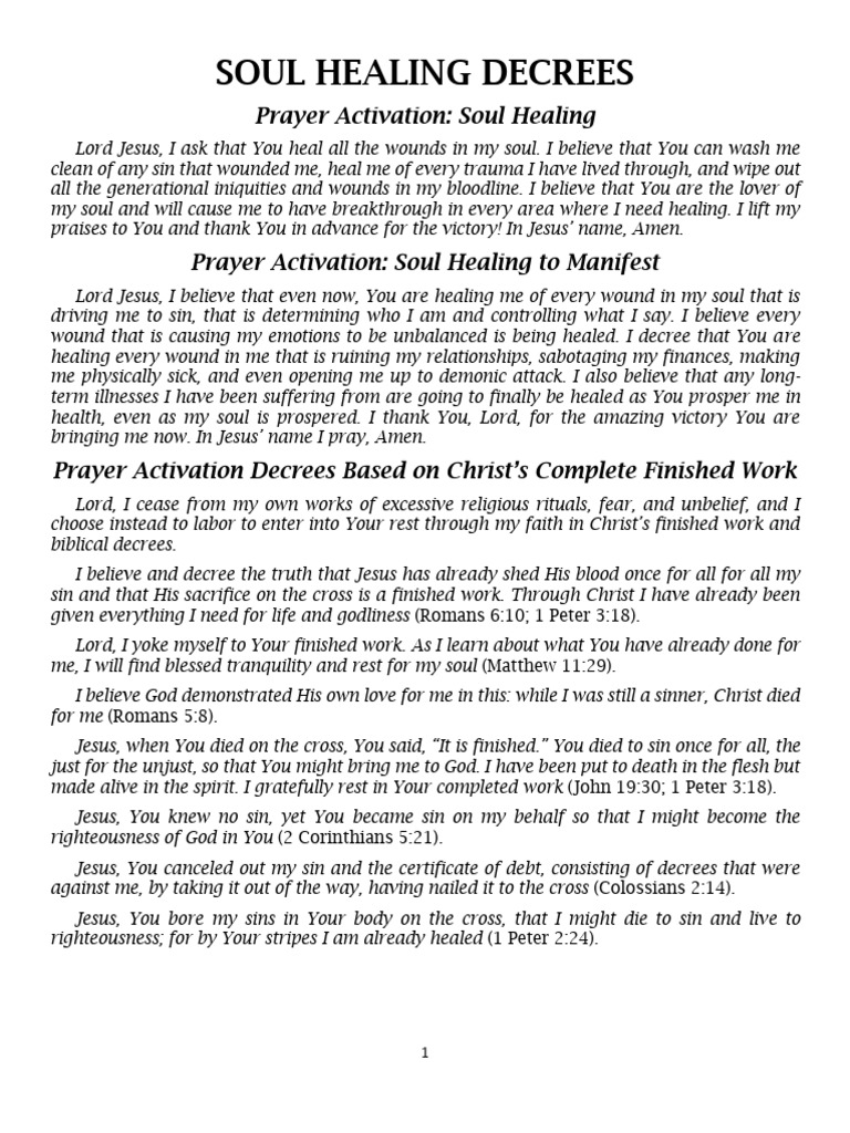 Soul Healing Decrees | PDF