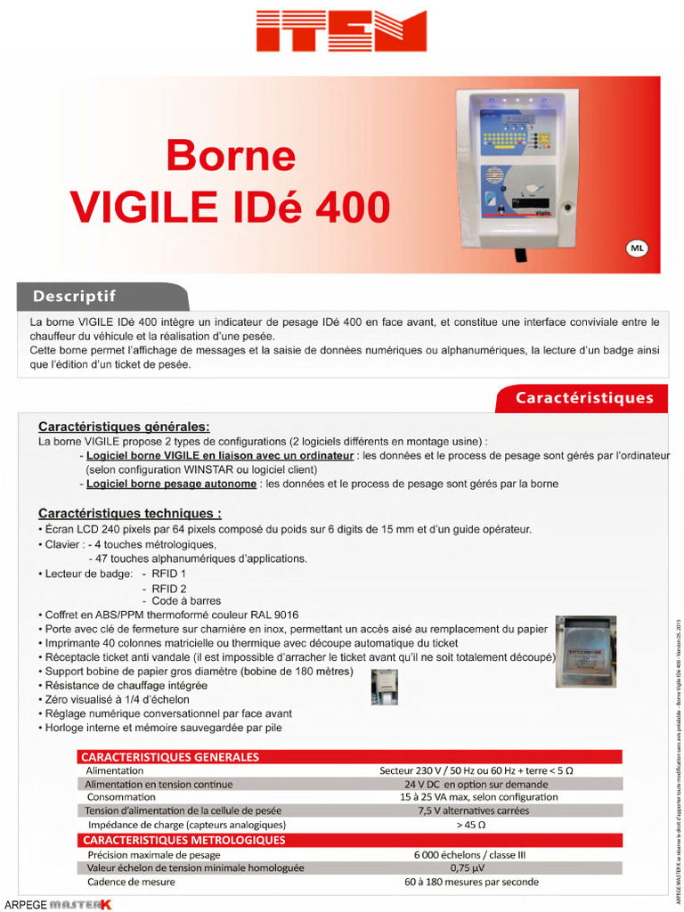 FT - Borne Vigile | PDF
