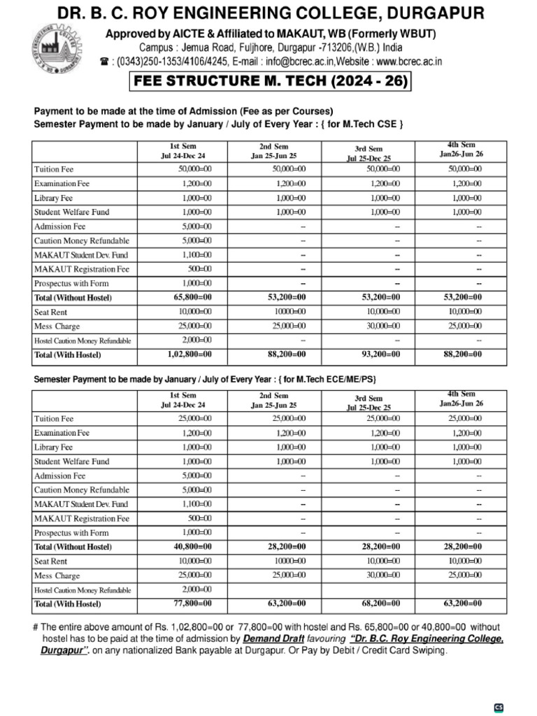 Fee_Structure_MTech_2024 | PDF