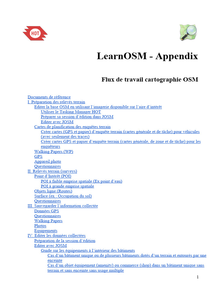 Learnosm Appendix: Flux de Travail Cartographie Osm | PDF