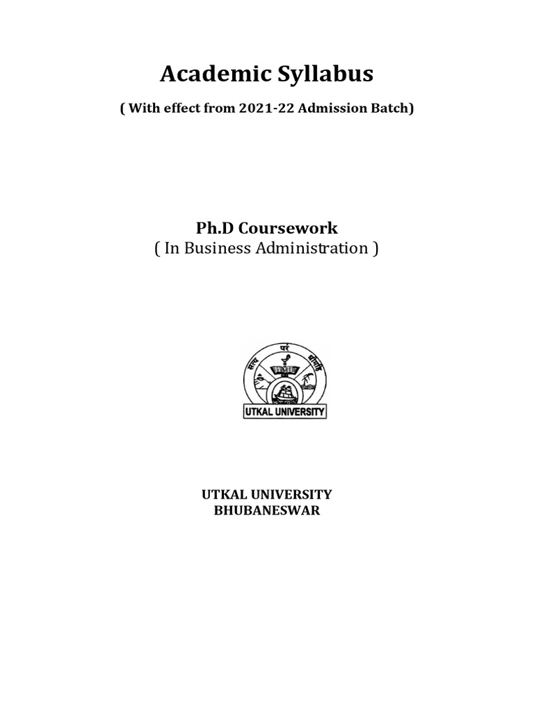 Revised Syllabus PHD Coursework Business Administration 2022 | PDF
