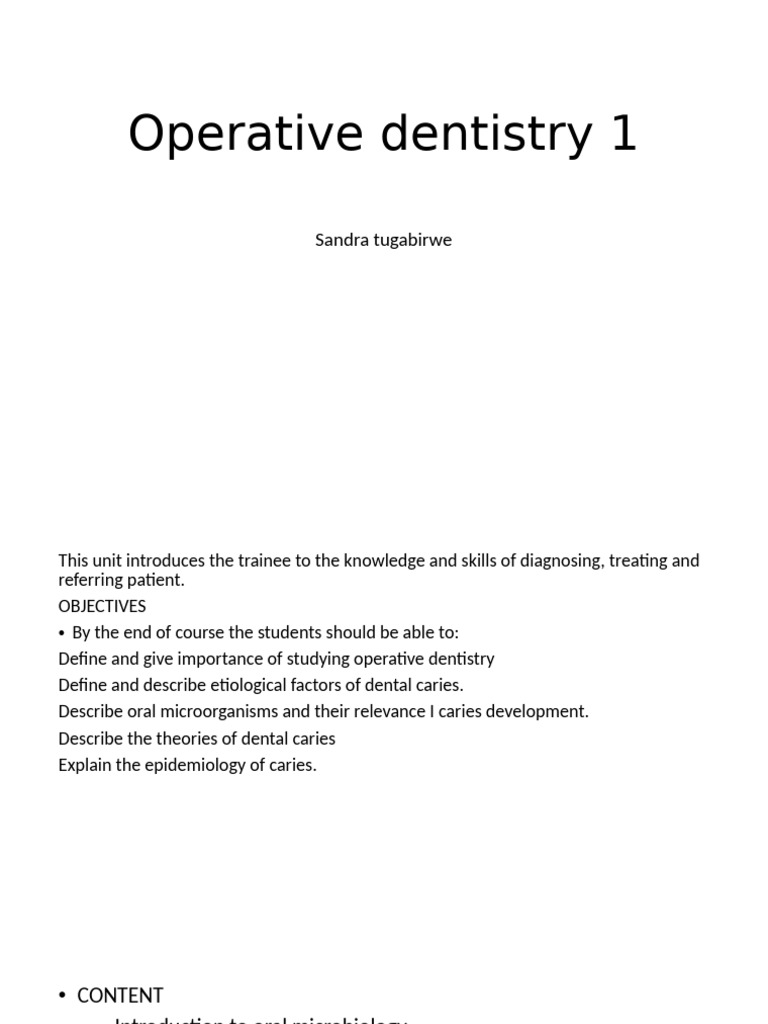 Operative 1 Lecture 1 | PDF