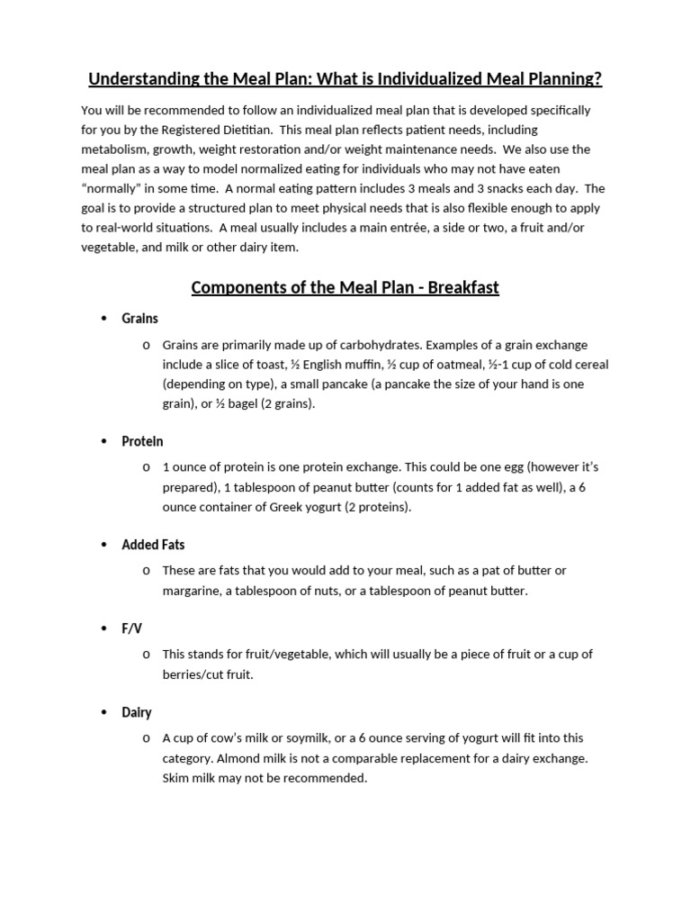 Understanding Your Meal Plan Handout | PDF