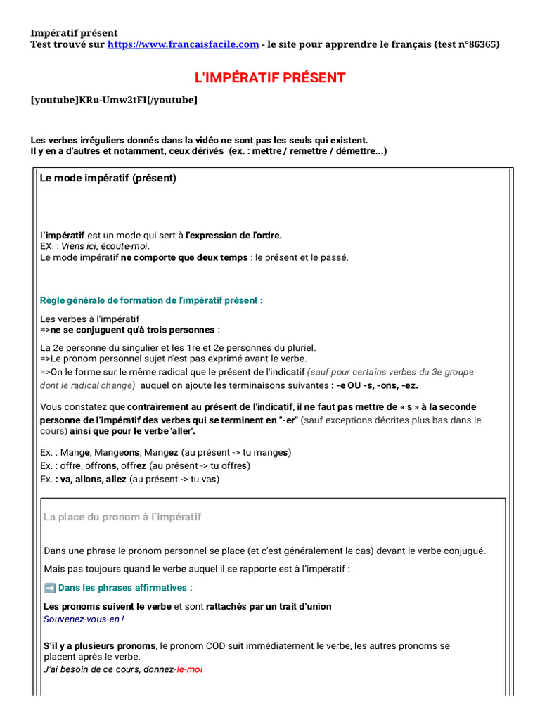 Impératif Présent | PDF
