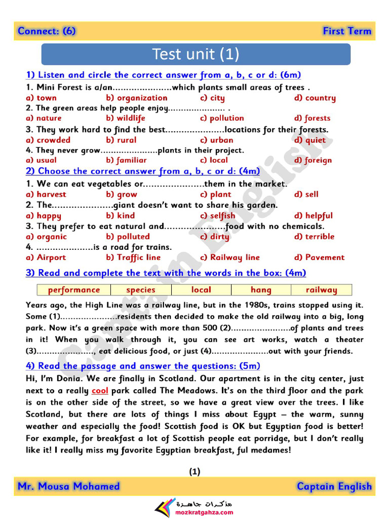 Unit 1 Connect Exam | PDF