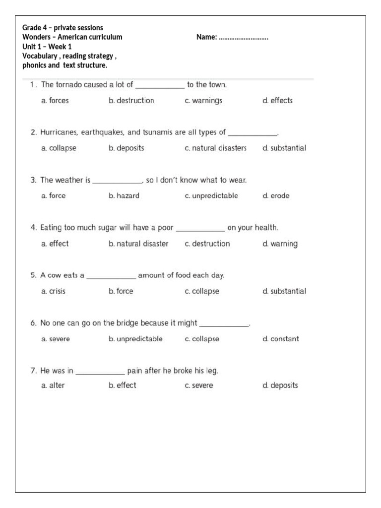 Wonders 4 - Unit1 - Week 1 | PDF