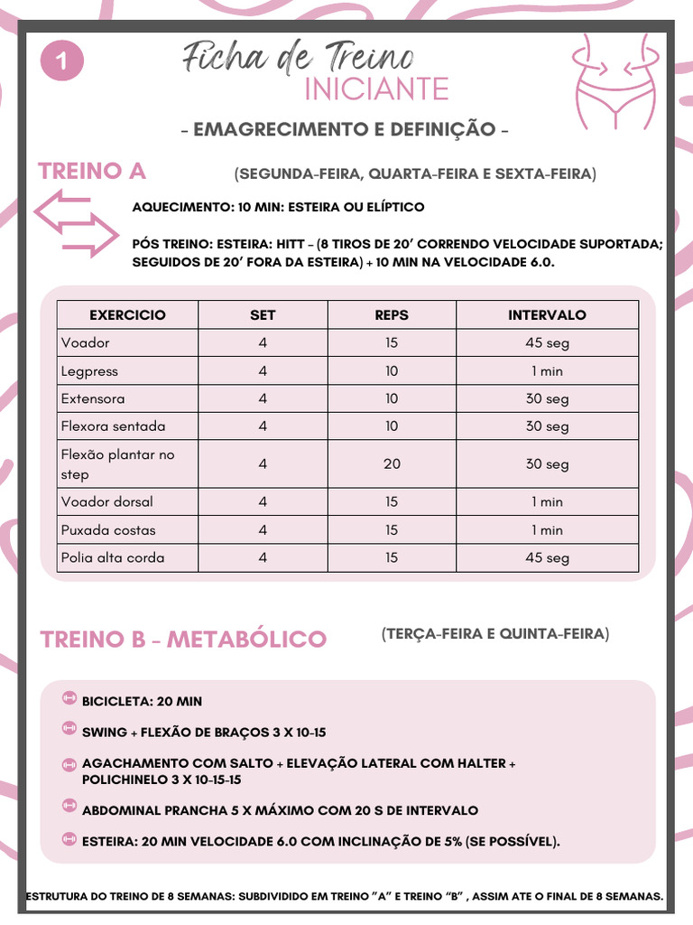 001+ +Emagrecimento+e+Definicao+ +iniciante+ +ficha+1 | PDF