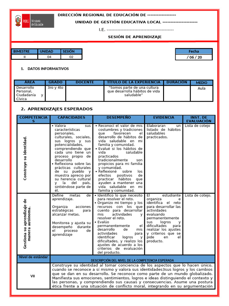 (3y4) 4 Sesión #2 de DPCC | PDF