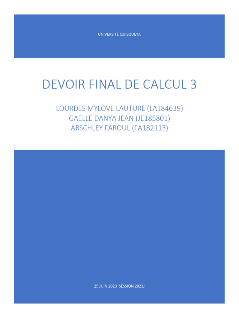 Devoir Calcul III | PDF