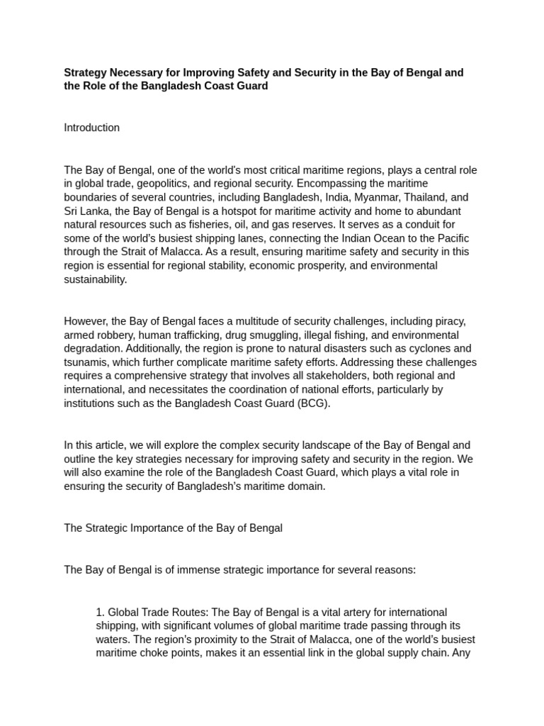 Strategy Necessary For Improving Safety and Security in The Bay of ...