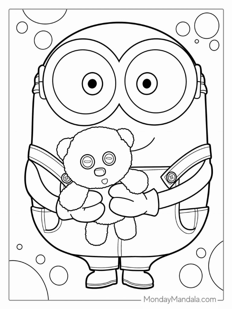 Easy Outline of Minion Bob To Color For Kids | PDF