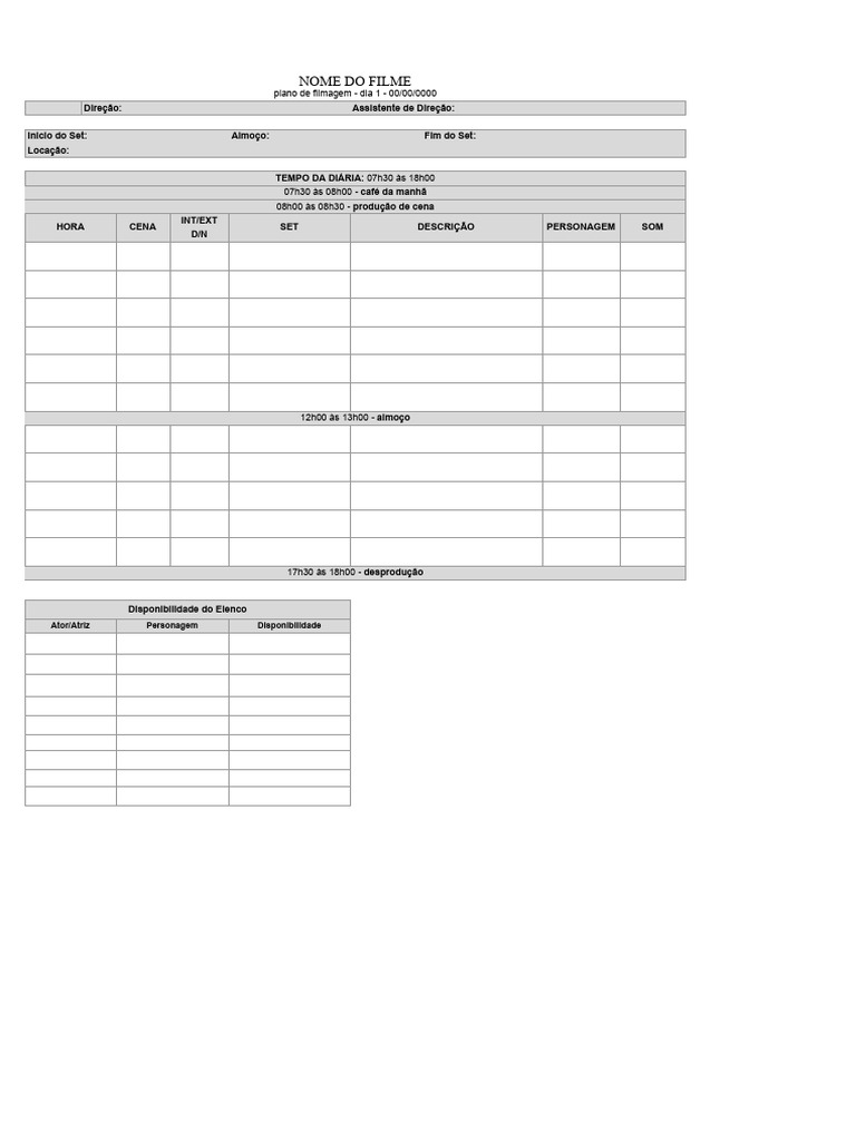 Plano de Filmagem | PDF