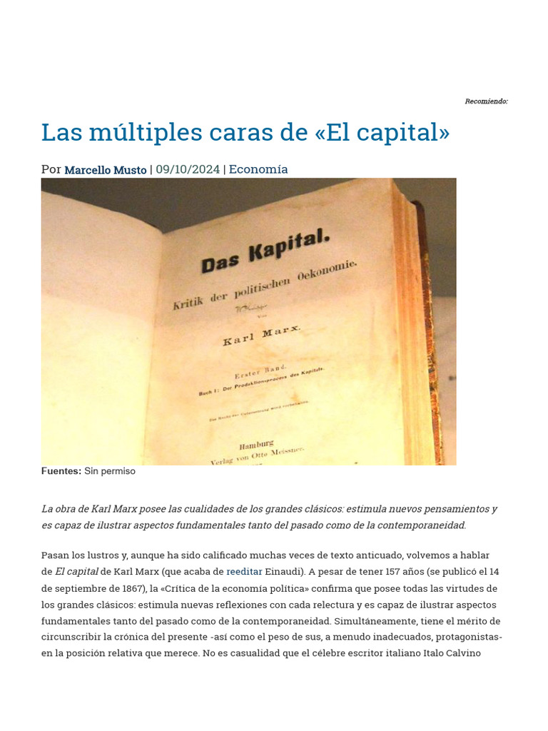 Las múltiples caras de «El capital» | PDF