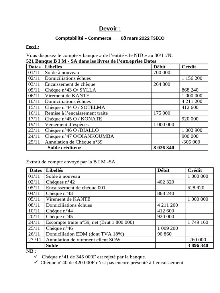 Tseco 1 Devoir | PDF