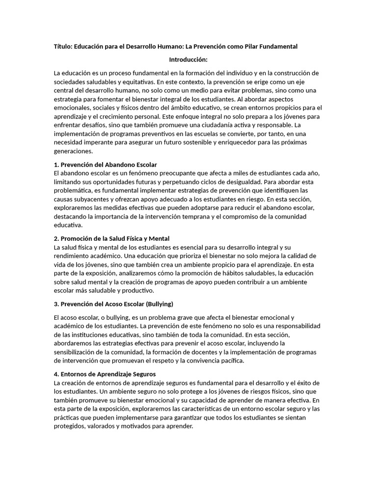 Eje de Desarrollo Humano | PDF | Salud mental | Aprendizaje