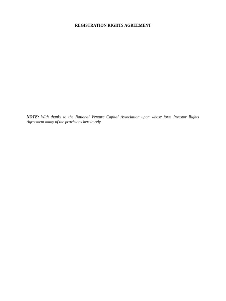 BVCA Registration Rights Agreement | PDF