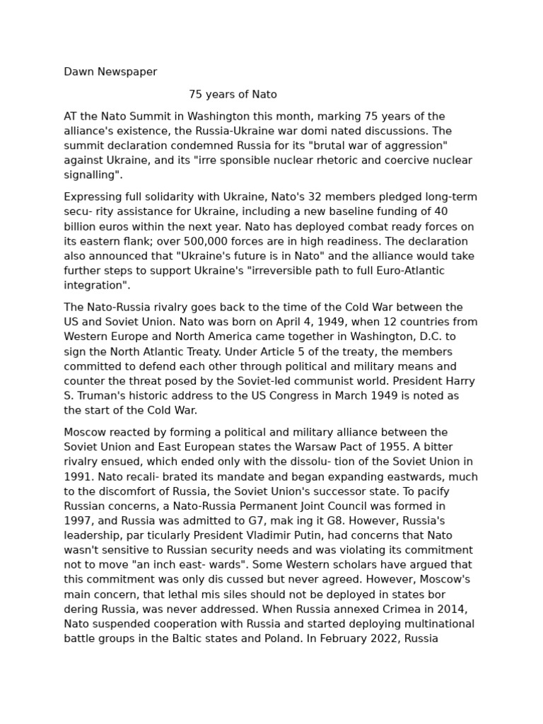 75 Years of Nato | PDF