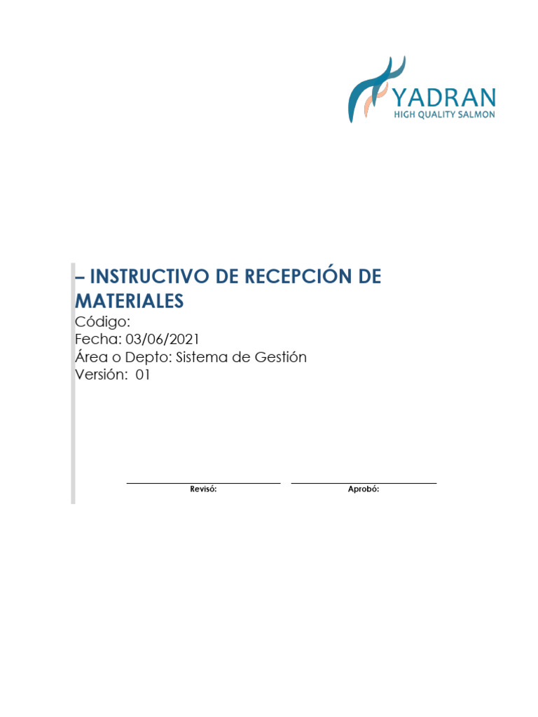Instructivo Recepción de Materiales | PDF