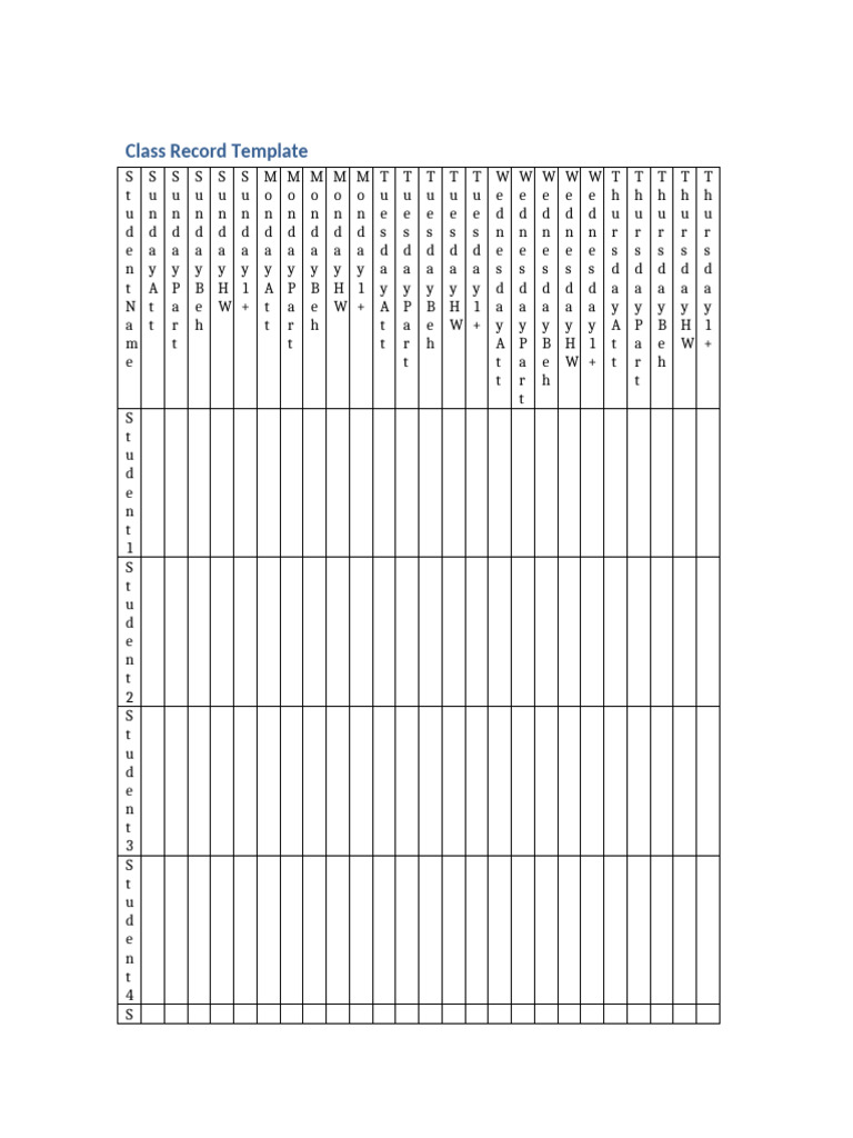 Class Record Template | PDF