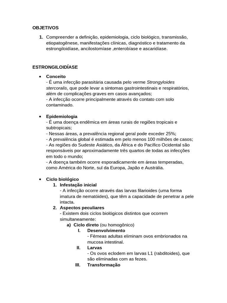 APG 5 - Estrongiloidíase, ancilostomíase ,enterobíase e ascaridíase | PDF