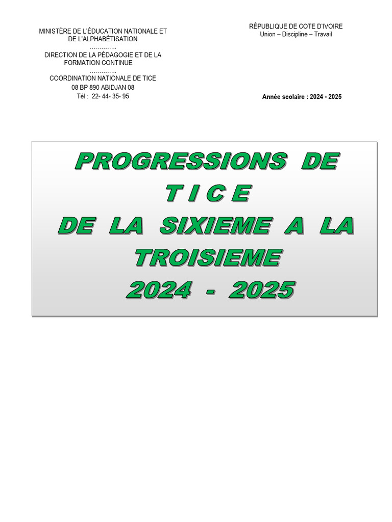 Progressions Annuelle TICE 2024 Exprérimentale | PDF