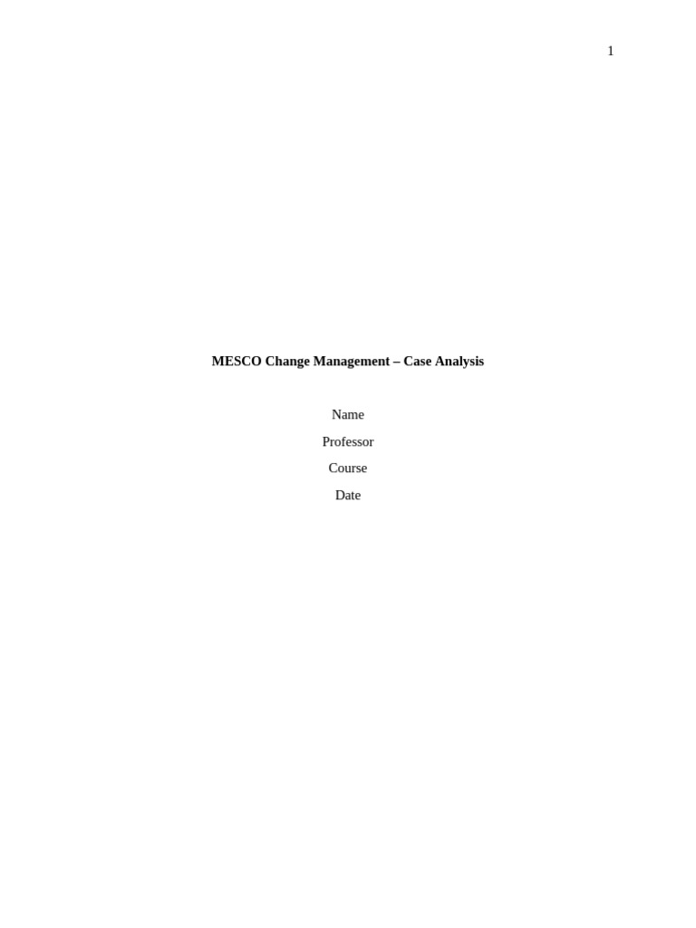 MESCO Change Management - Case Analysis | PDF