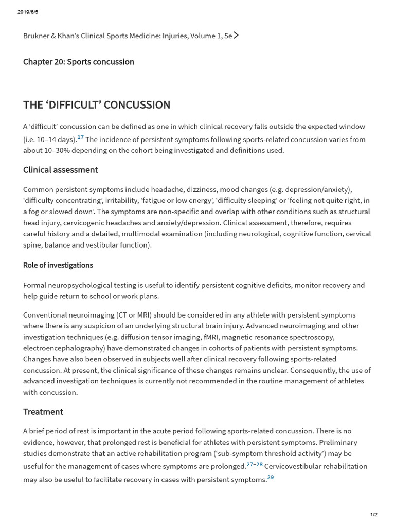 The Difficult' Concussion | PDF