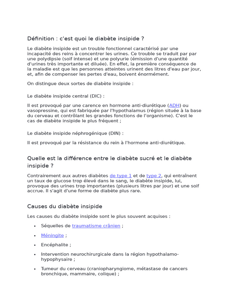 Diabéte Insipide | PDF