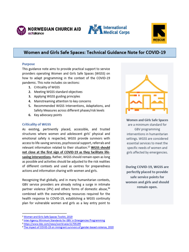 WGSS Technical Guidance Note - COVID | PDF