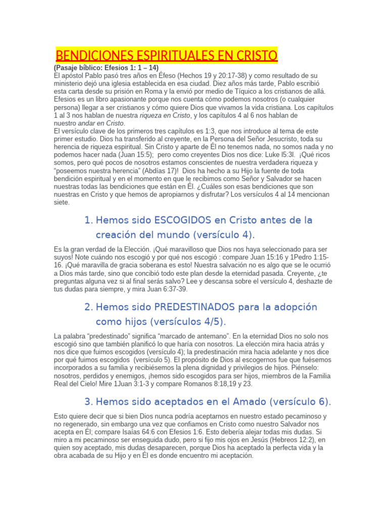 Bendiciones Espirituales en Cristo | PDF | Cristo (título) | Religión y ...