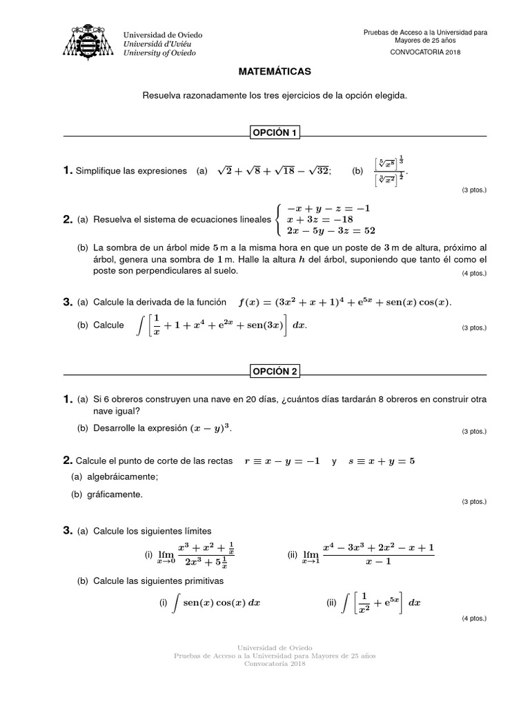 Examen Matemáticas | PDF