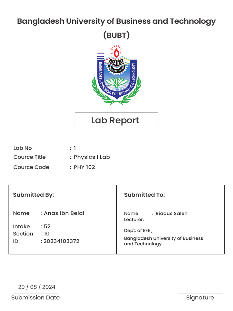 Cover Page Lab 1 | PDF
