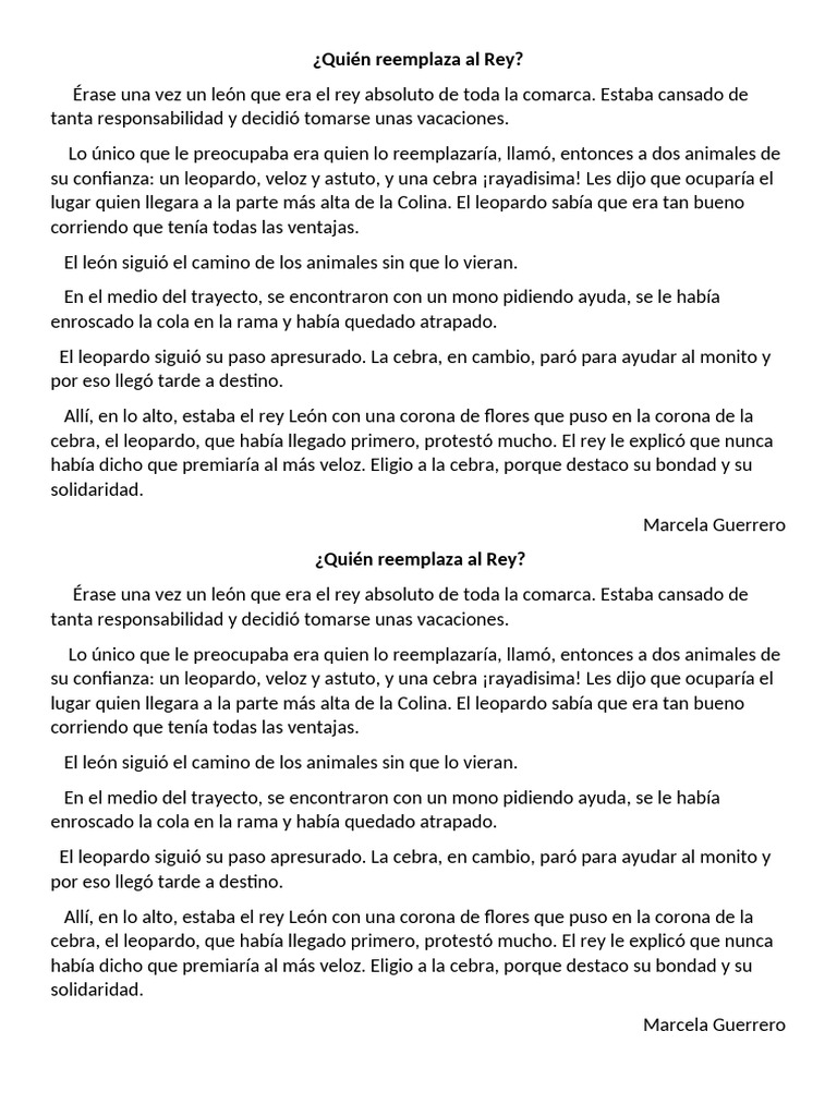 Cuento Quien Reemplaza Al Rey | PDF