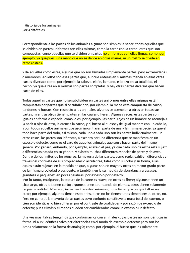 Historia de los animales | PDF