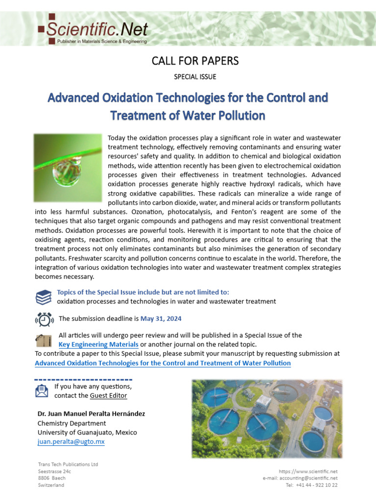 CfP_Advanced Oxidation Technologies | PDF