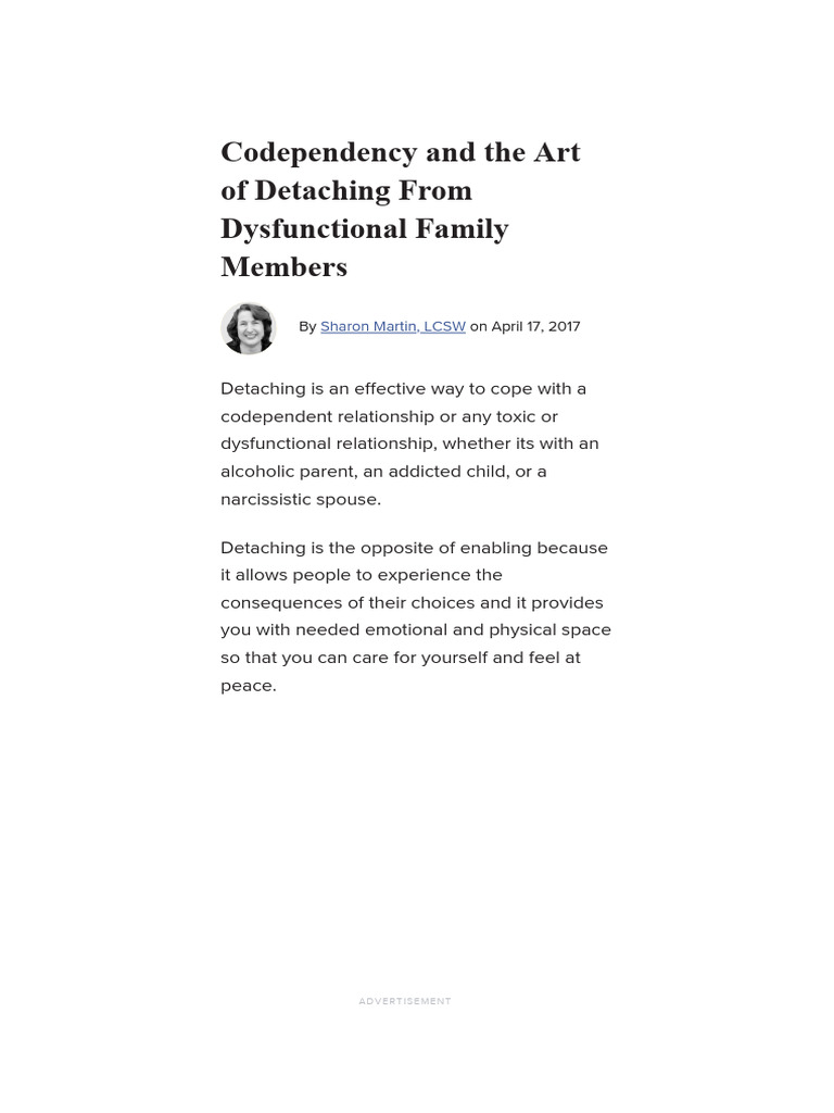 Codependency and The Art of Detaching From Dysfunctional Family Members | PDF