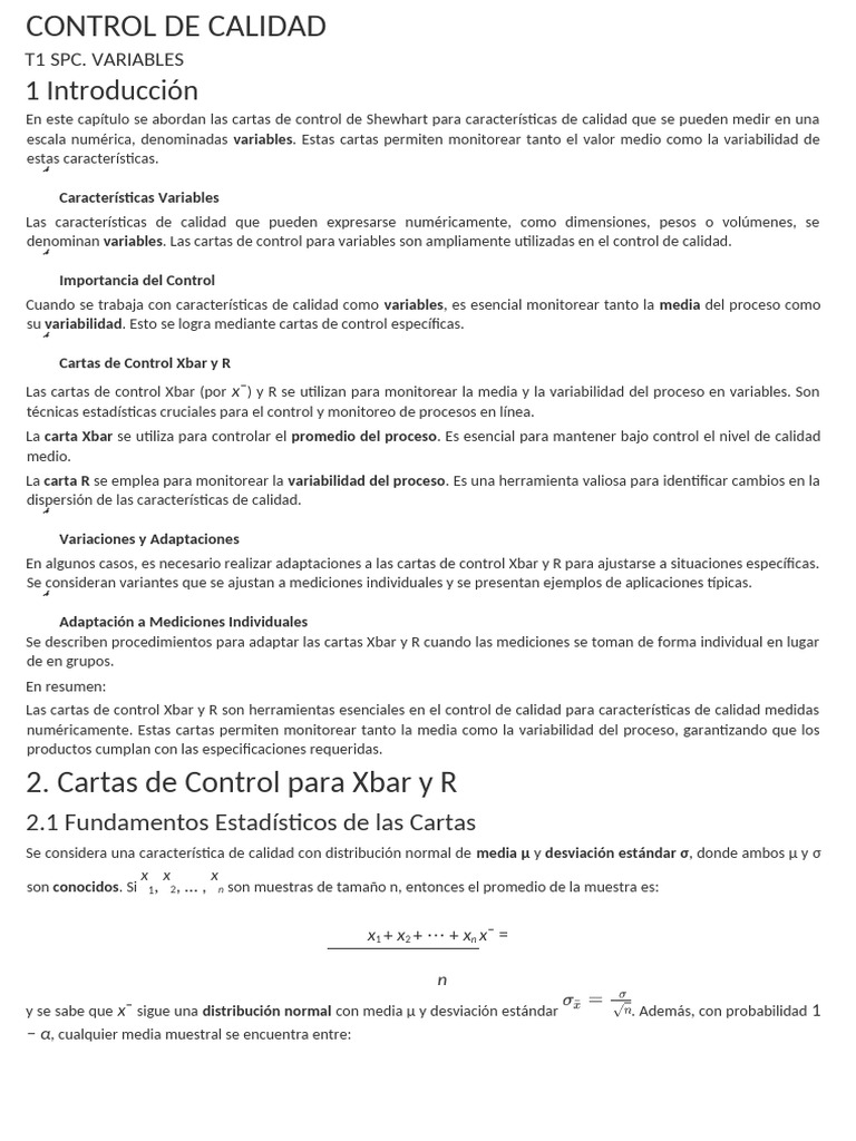 CONTROL DE CALIDAD - Variables | PDF